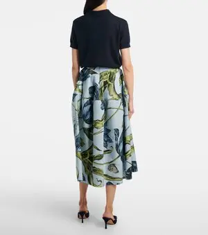 Erdem Floral Cotton Poplin Midi Skirt