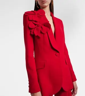 Elie Saab Floral-applique Cady Blazer - Red