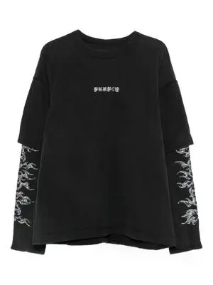 PURPLE BRAND Textured Cotton T-shirt - Black