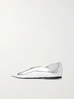 Proenza Schouler Slash Metallic Leather Point-toe Flats - Silver
