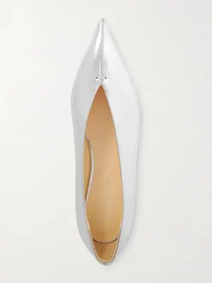 Proenza Schouler Slash Metallic Leather Point-toe Flats - Silver