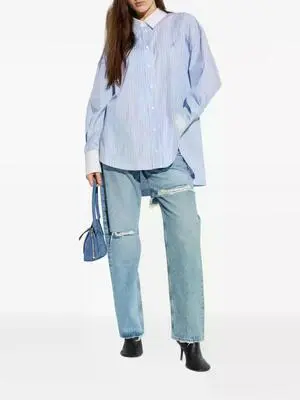 Attico Striped Logo-embroidered Shirt - Blue