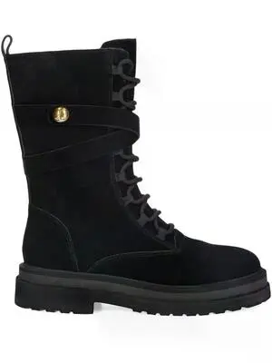 TWINSET Lace-up Combat Boots With Strap Detail - Black