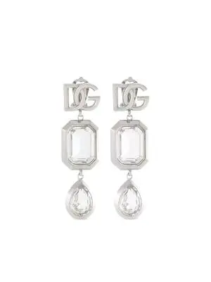 Dolce & Gabbana Tone Logo Drop Earrings - Silver