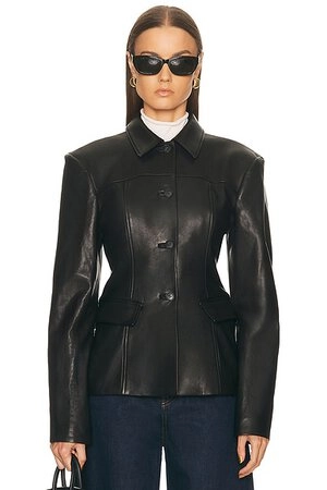 EAVES Leather Cinched Jacket - Black