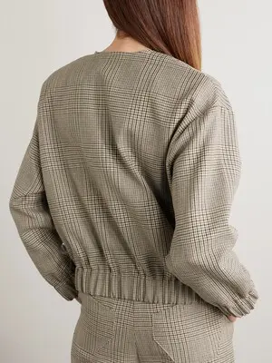 VIOLANTE NESSI Kelly Houndstooth Wool Bomber Jacket
