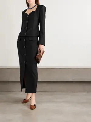 VIOLANTE NESSI Adassa Button-embellished Wool-blend Maxi Skirt