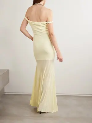 SIR. Elia Off-the-shoulder Twisted Pleated Knit Midi Dress