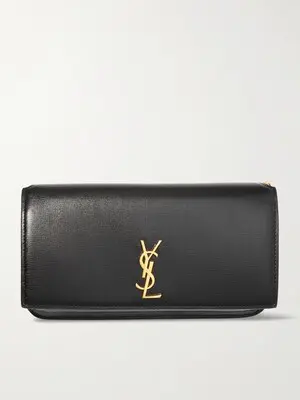 Saint Laurent Cassandre Strap Leather Phone Case - Black