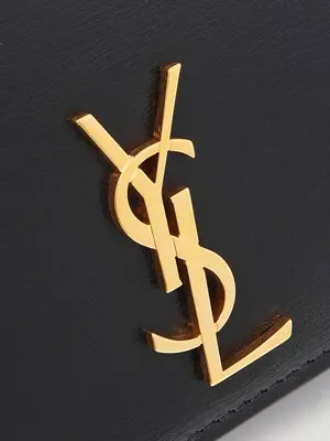 Saint Laurent Cassandre Strap Leather Phone Case - Black