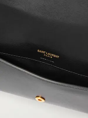 Saint Laurent Cassandre Strap Leather Phone Case - Black