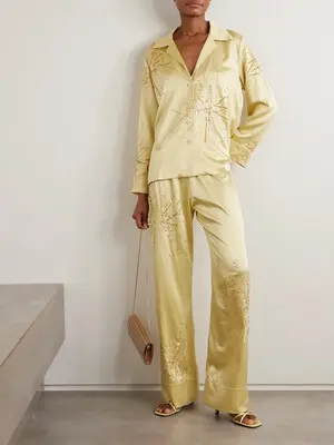 Bernadette Louis Embellished Silk-blend Satin Shirt