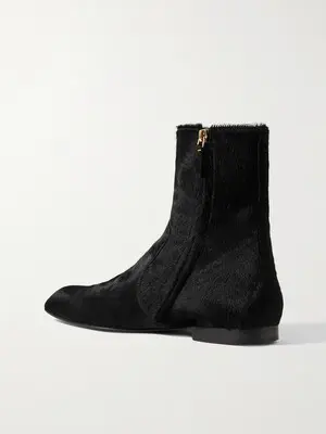 Khaite Calf Hair Ankle Boots - Black