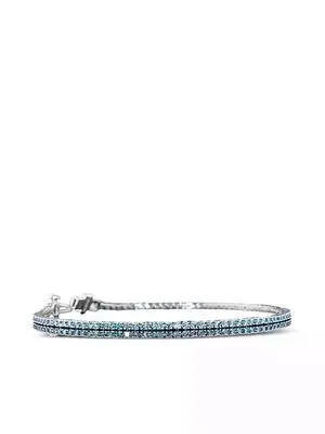JEWELS AFICIONADO 14k White Gold Lab-grown Blue Diamond Tennis Bracelet - Silver