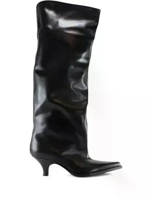 NOTABENE 60mm Yolanda Pointed Leather Boots - Black