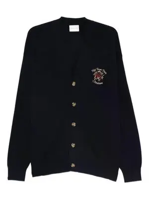 Drole De Monsieur Rose Embroidery Button-up Cardigan - Blue