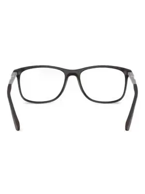 Emporio Armani Rectangle Frame Glasses With Silver-tone Detail - Black