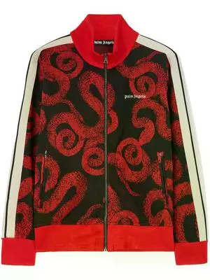 Palm Angels Snake-print Zip-up Sweatshirt - Red
