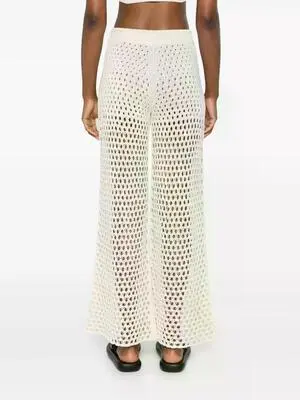 Palm Angels Sequin-embellished Open-knit Wide-leg Trousers - Neutrals