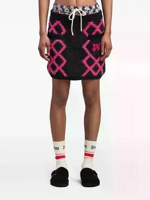 Palm Angels Knitted Argyle Check Mini Skirt