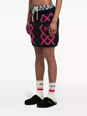 Palm Angels Knitted Argyle Check Mini Skirt