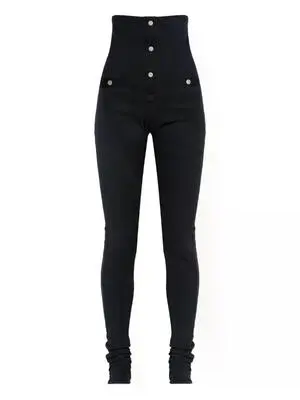 Attico Ribbed Buttoned Trousers - Black