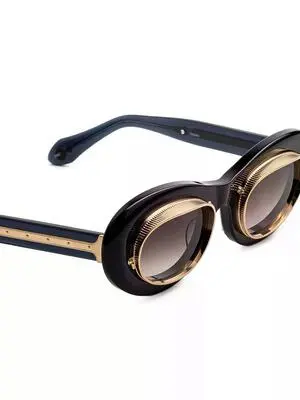 Matsuda Oval Frame Sunglasses With Gold Tone Trim