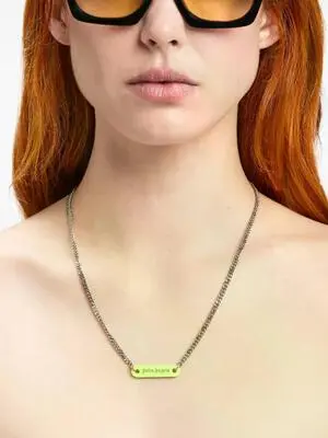 Palm Angels Logo Plate Chain Necklace