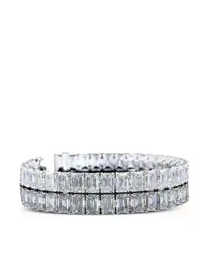 JEWELS AFICIONADO 14k White Gold Emerald-cut Diamond Tennis Bracelet - Silver
