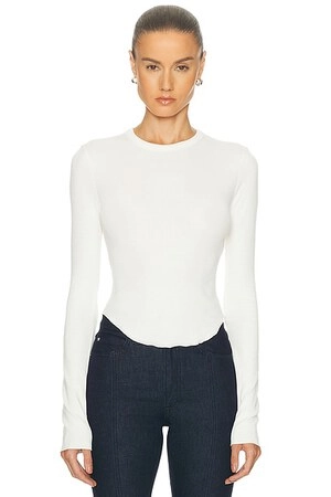 GRLFRND Scoop Hem Long Sleeve Tee - Bone