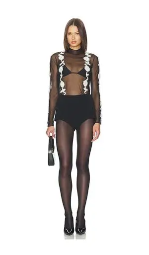 GANNI Sheer Flower Crochet Applique Top
