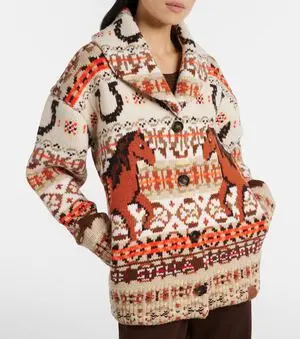 Stella McCartney Intarsia Oversized Virgin Wool Cardigan - Multicoloured