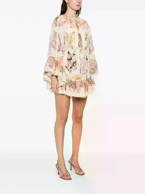 Zimmermann Daylight Lace-detail Floral-print Mini Dress