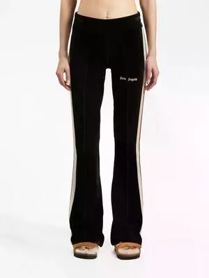 Palm Angels Velvet Track Pants With Side Stripe Detailing - Black