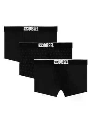 DIESEL® Three-pack Of Jacquard Stretch Cotton Boxer Briefs - Black