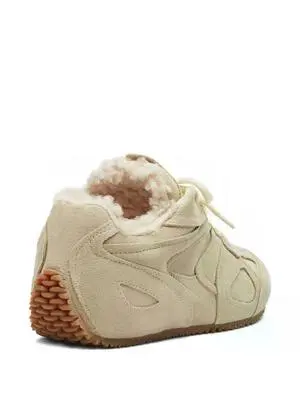Axel Arigato Suede Shearling Trimmed Lace-up Sneakers - Neutrals