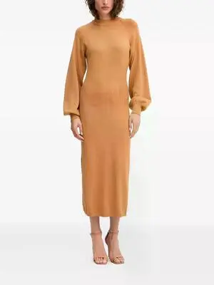 SILVIAN HEACH Ribbed Balloon-sleeve Midi Dress