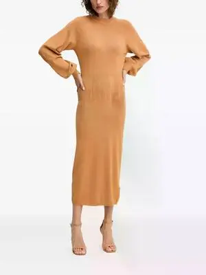 SILVIAN HEACH Ribbed Balloon-sleeve Midi Dress