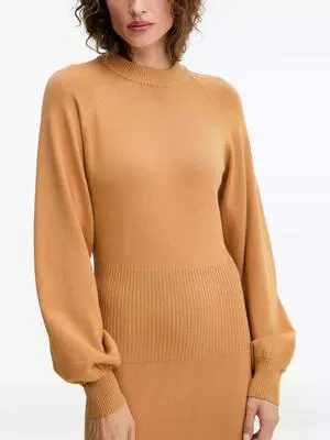 SILVIAN HEACH Ribbed Balloon-sleeve Midi Dress