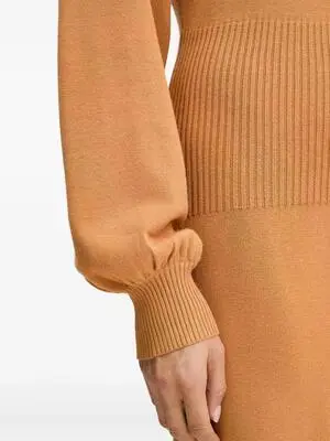 SILVIAN HEACH Ribbed Balloon-sleeve Midi Dress