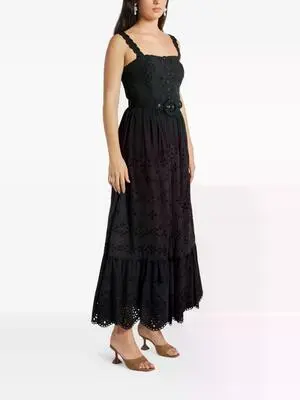Hemant & Nandita Raga Scalloped-edge Maxi Dress - Black