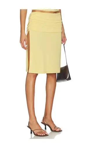With Jéan Ruched Midi Skirt With Side Slit