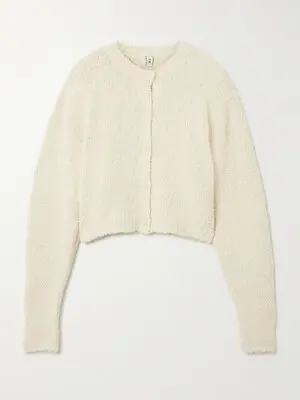 SIR. Tropicana Cropped Cotton-blend Bouclé Cardigan - Neutrals