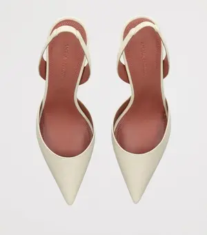 Amina Muaddi Leather Holli Slingback Pumps 70