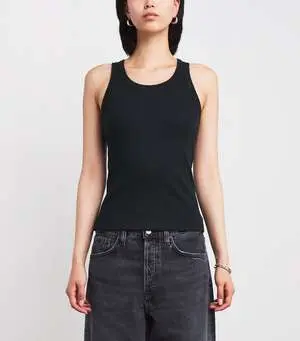 Vince Ribbed Tank Top - Black