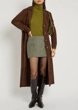 REFORMATION Carla Herringbone Tweed Mini Skirt