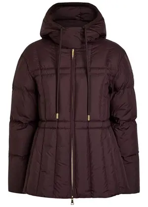 Moncler Padded Drawstring Hood Shell Jacket - Burgundy
