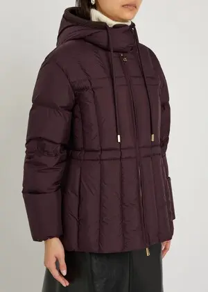 Moncler Padded Drawstring Hood Shell Jacket - Burgundy
