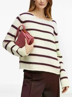 FORTE_FORTE Striped Boat-neck Sweater - Neutrals