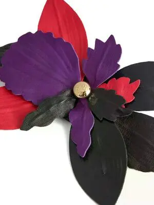 Emilio Pucci Leather Flower Brooch